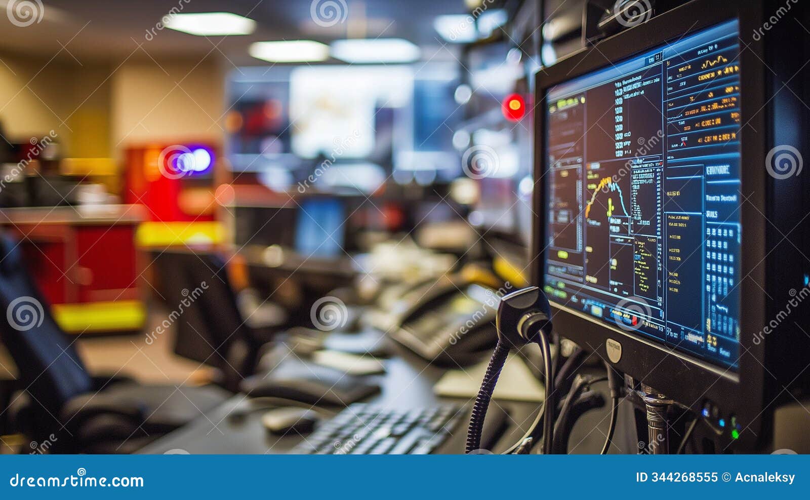 Operational Data on Computer Monitors, Work in the Control Room Stock ...