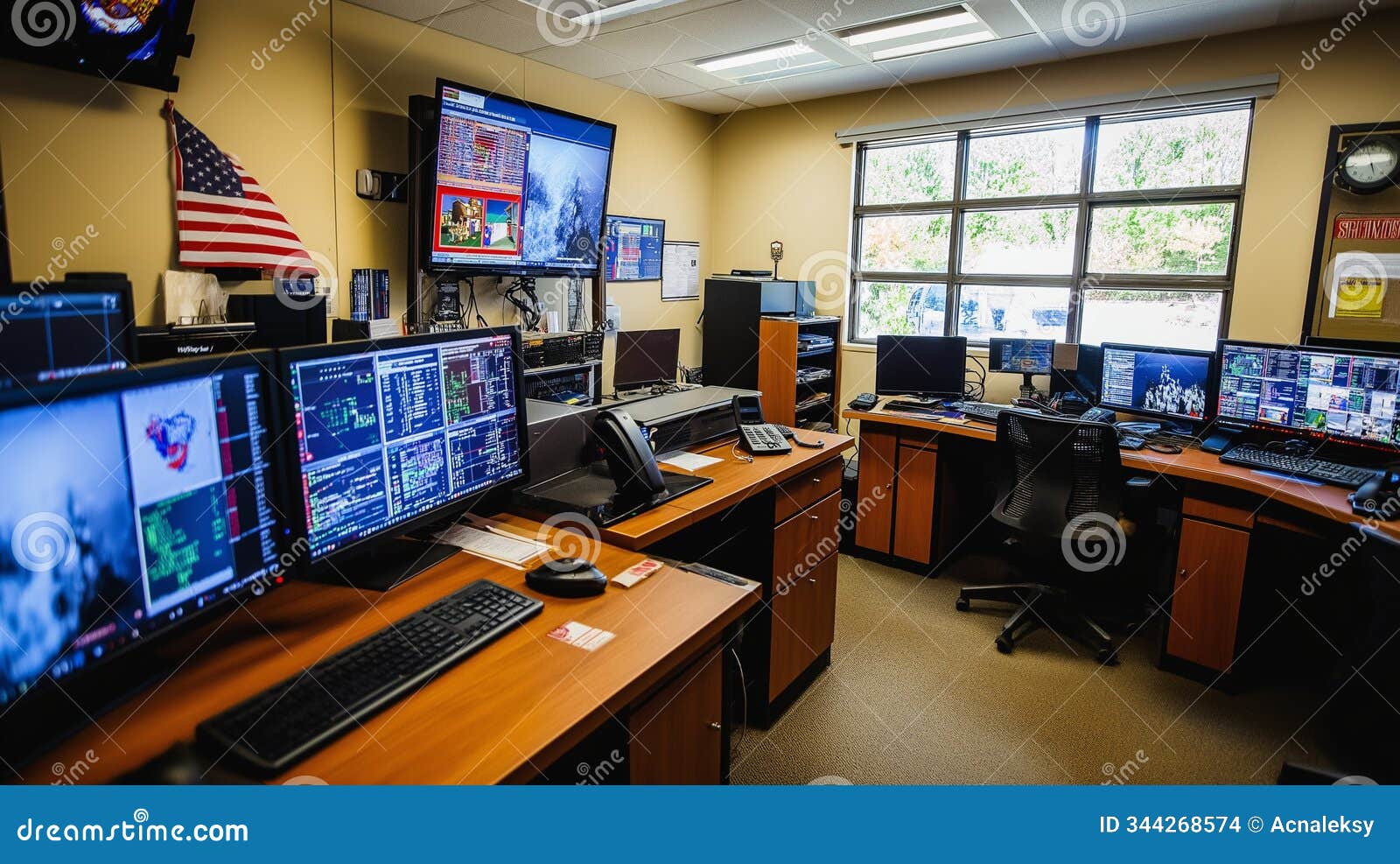 Operational Data on Computer Monitors, Work in the Control Room Stock ...