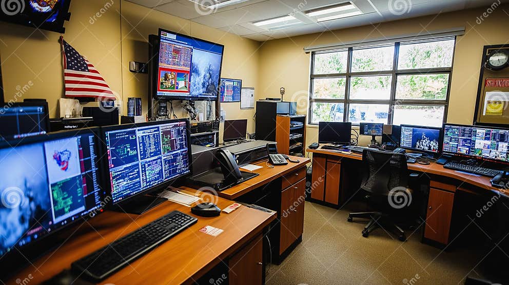 Operational Data on Computer Monitors, Work in the Control Room Stock ...