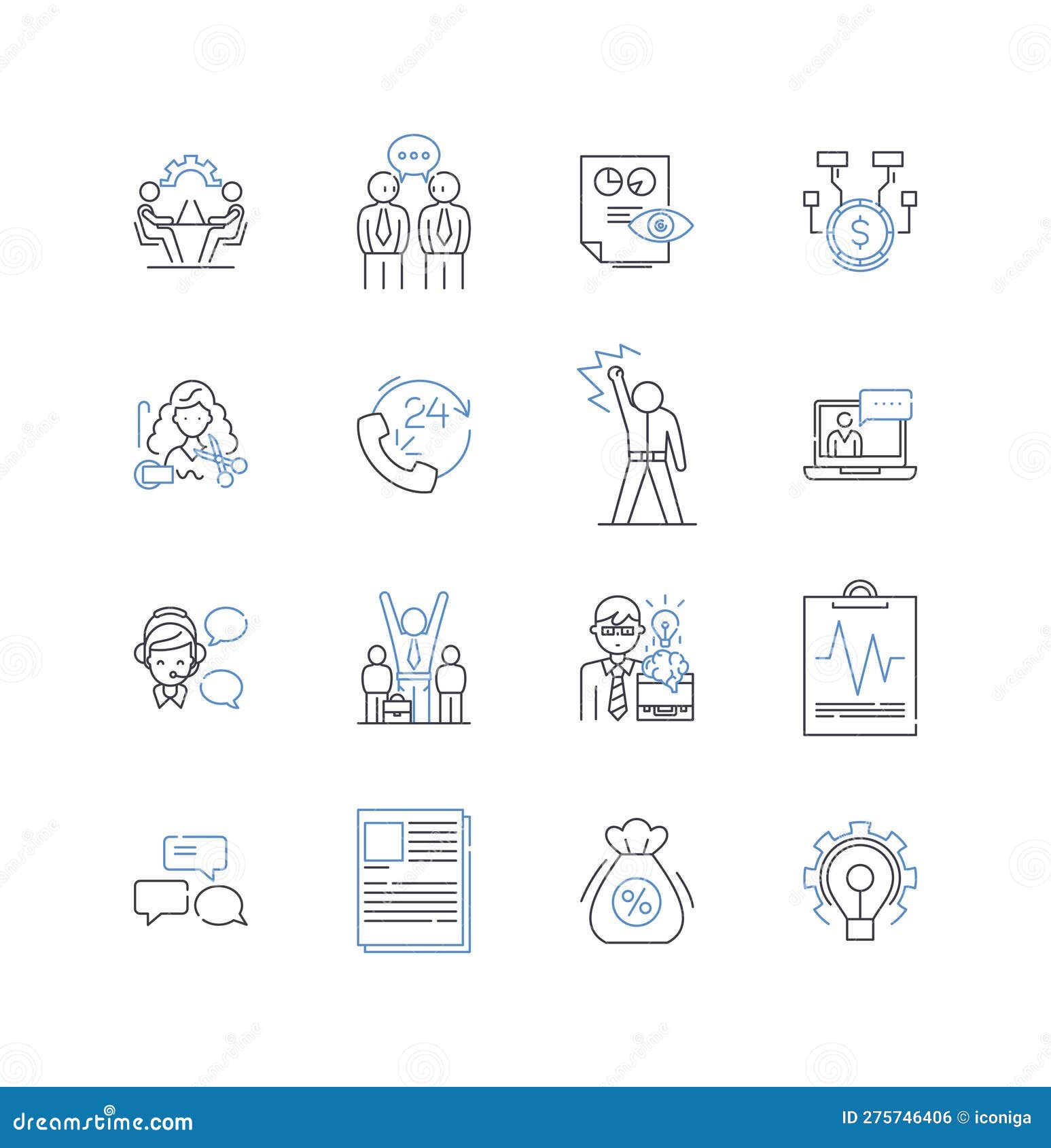 Operational Efficiency Line Icons Collection Streamlining