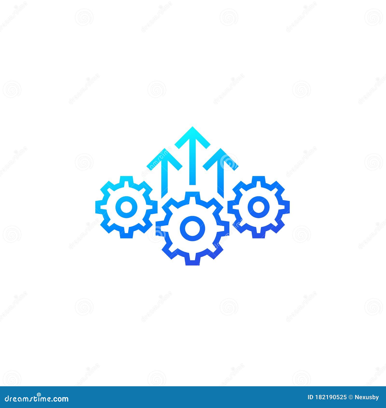 Efficiency Icon Concept. Hourglass, Gear And Rise Arrow Symbol Isolated ...
