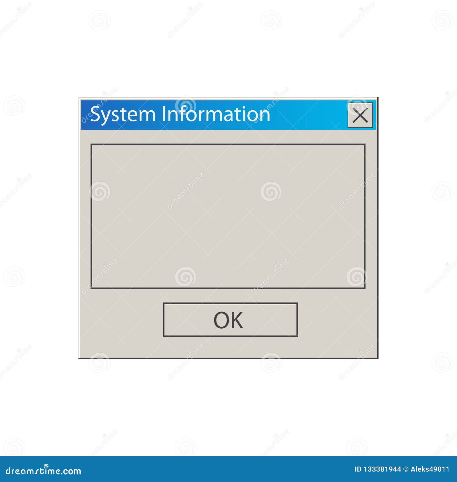 Operational Message Classic Computer Window Vintage User Interface Vector Illustration Stock