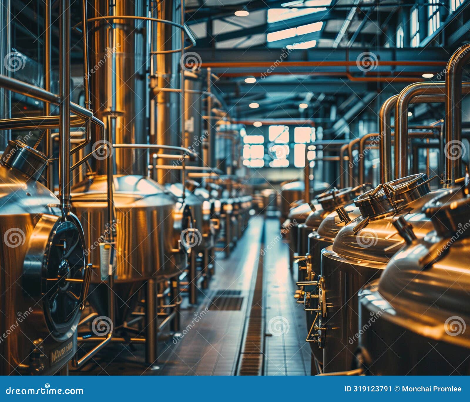Operational Microbrewery Featuring Fermenters, Brewing Tanks, and Efficient Workflow, Modern ...