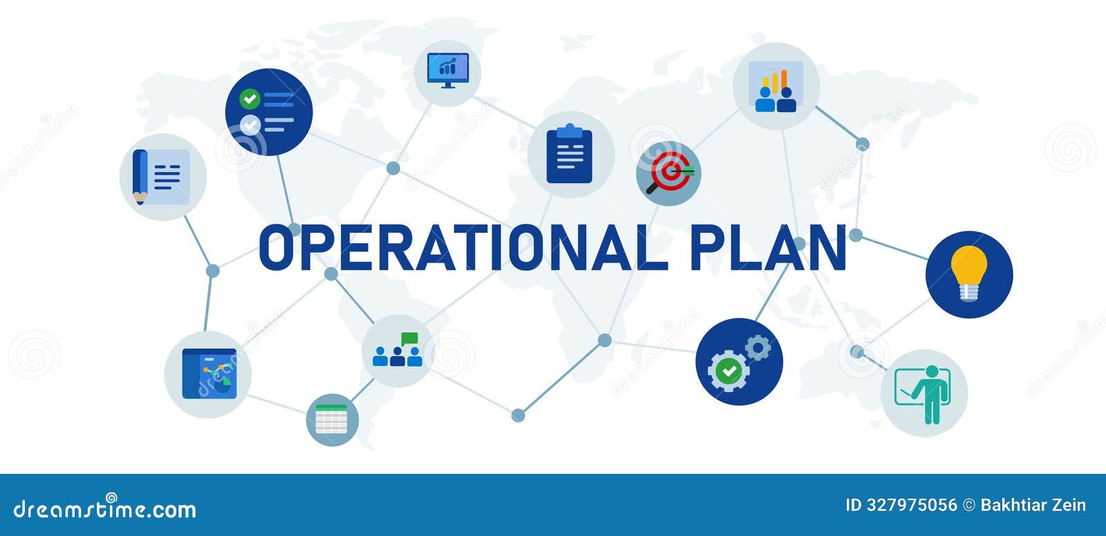Operational Plan Operating Procedure Mind Map Icon Blue Color Vector ...