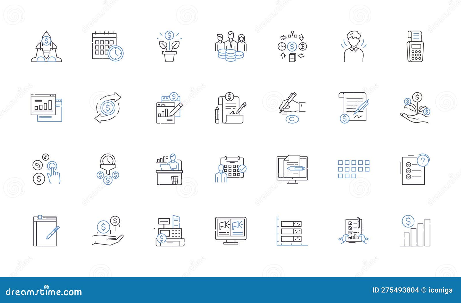 Operational Support Line Icons Collection Efficiency Coordination