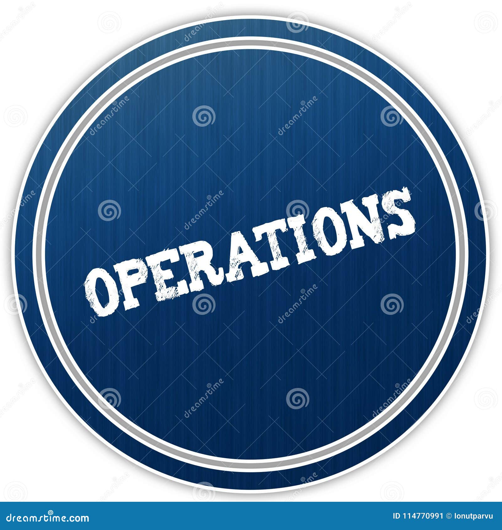 OPERATIONS Distressed Text on Blue Round Badge. Stock Illustration ...