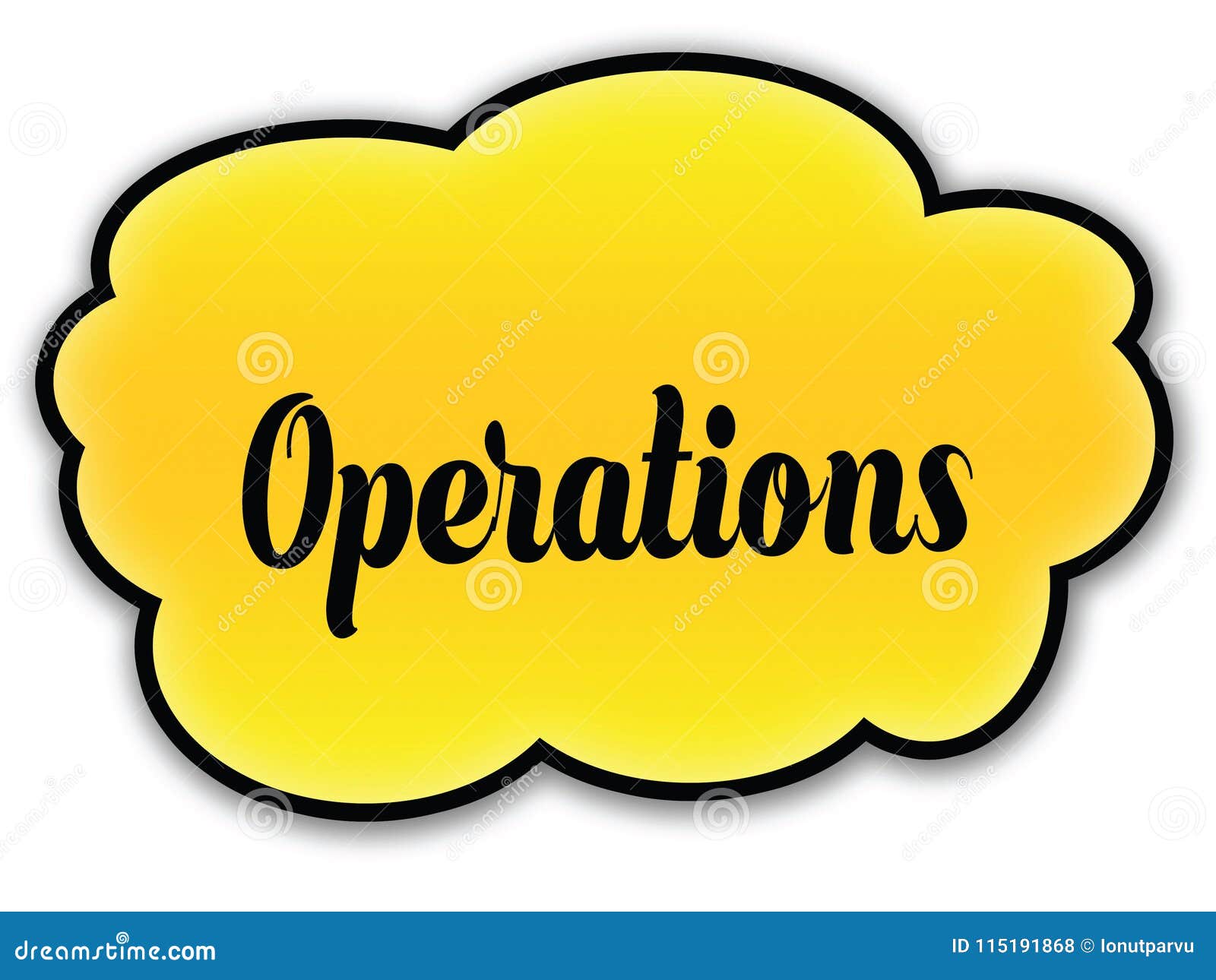 OPERATIONS Handwritten on Yellow Cloud with White Background Stock ...