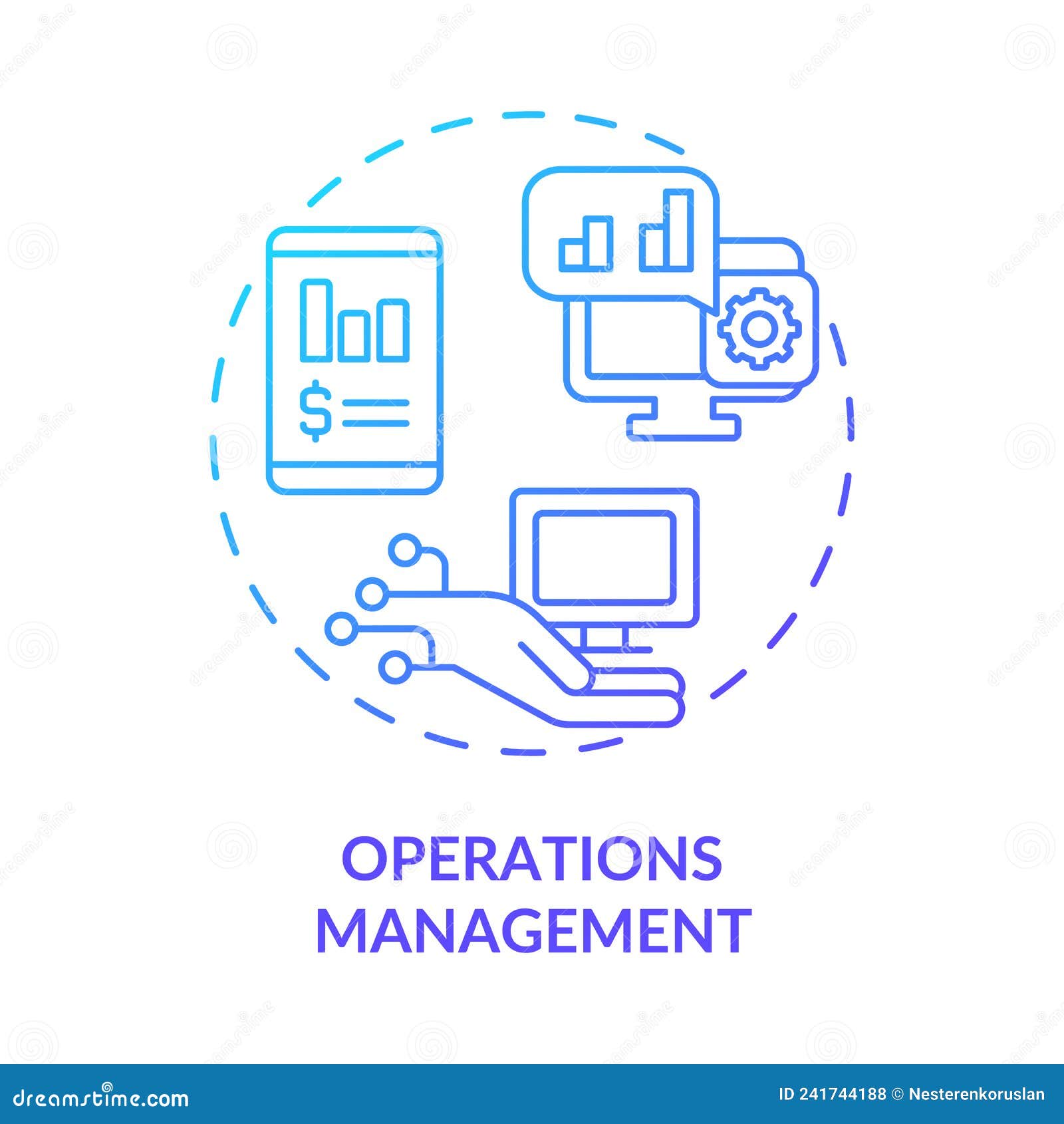 Operations Management Blue Gradient Concept Icon Stock Vector ...