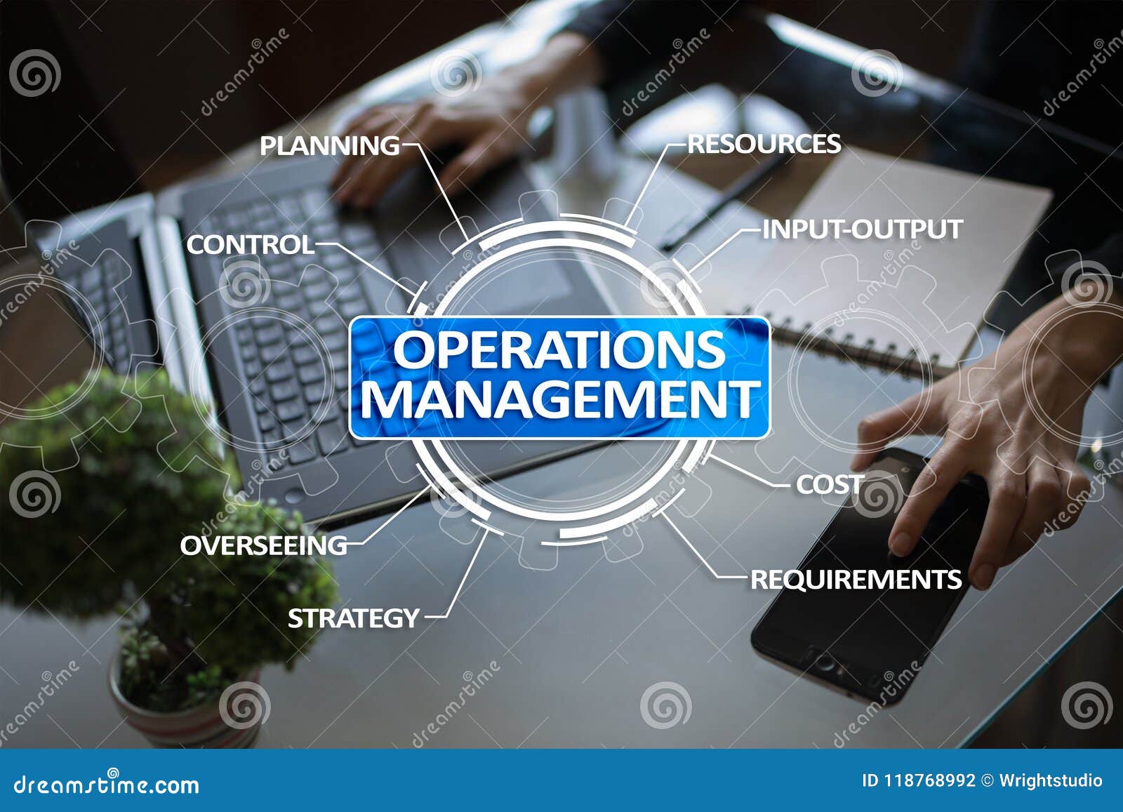 Operations Management Business and Technology Concept on Virtual Screen ...