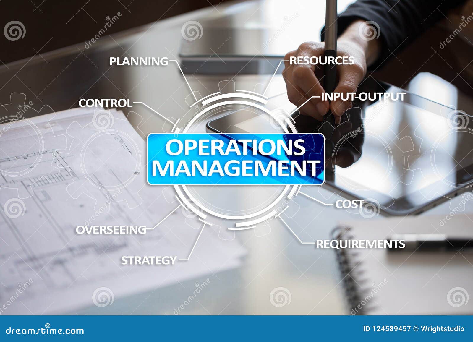 Operations Management Business and Technology Concept on Virtual Screen ...