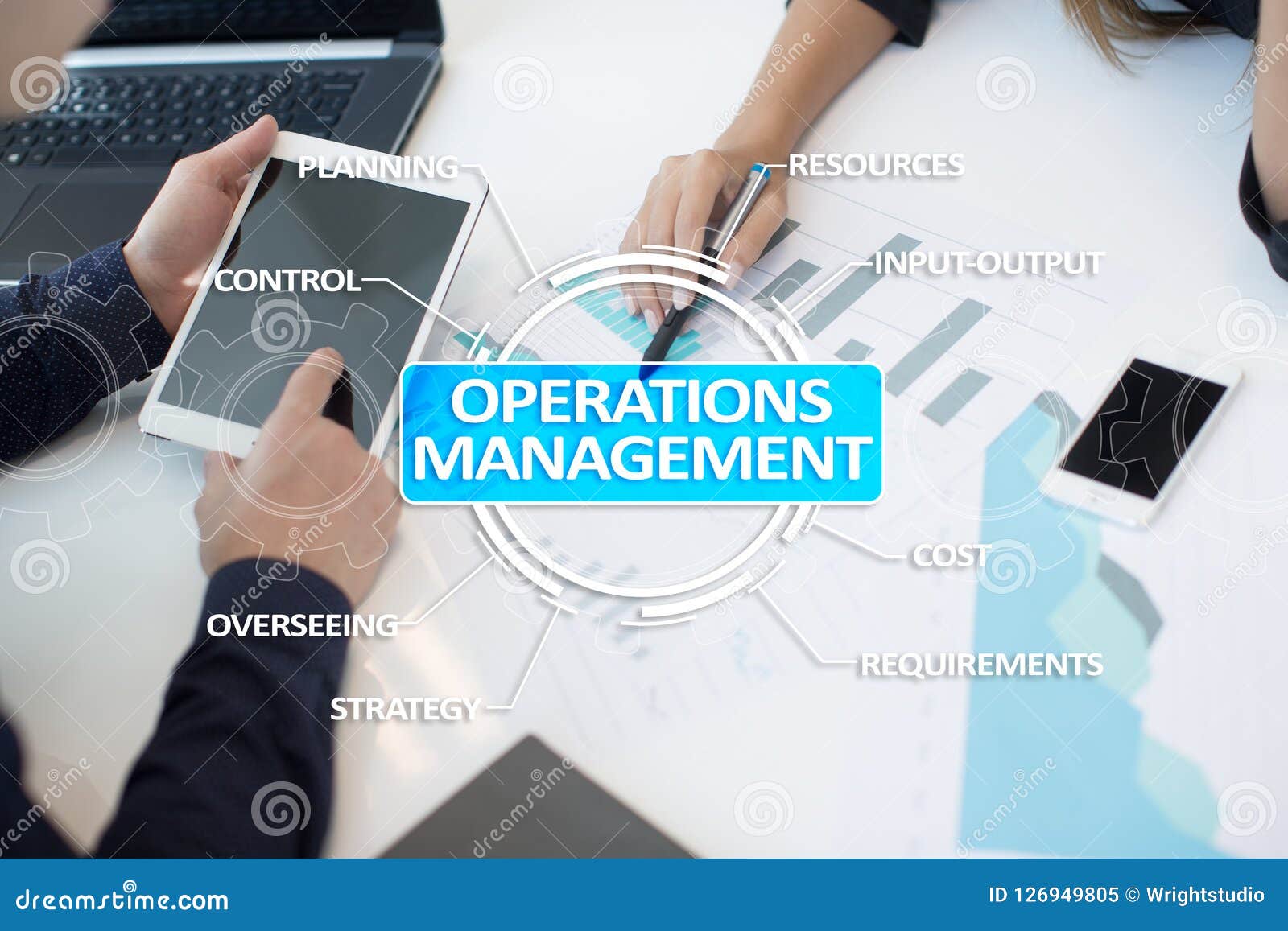 Operations Management Business and Technology Concept on Virtual Screen ...