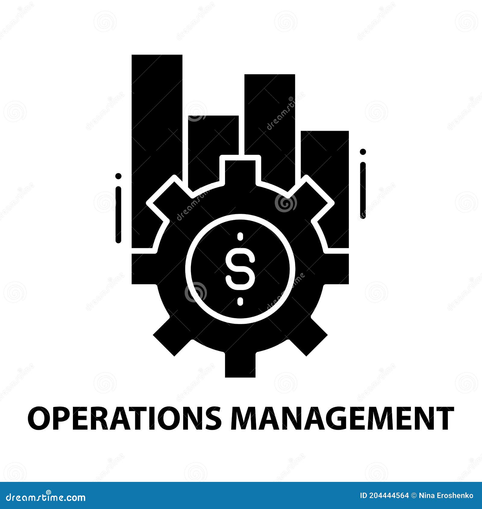 Operations Management Icon, Black Vector Sign with Editable Strokes ...
