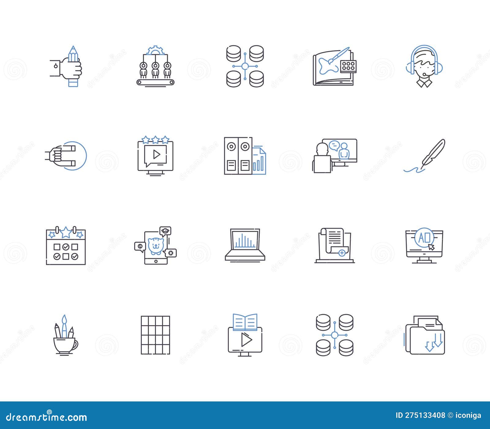 Operations Management Outline Icons Collection. Planning, Scheduling ...
