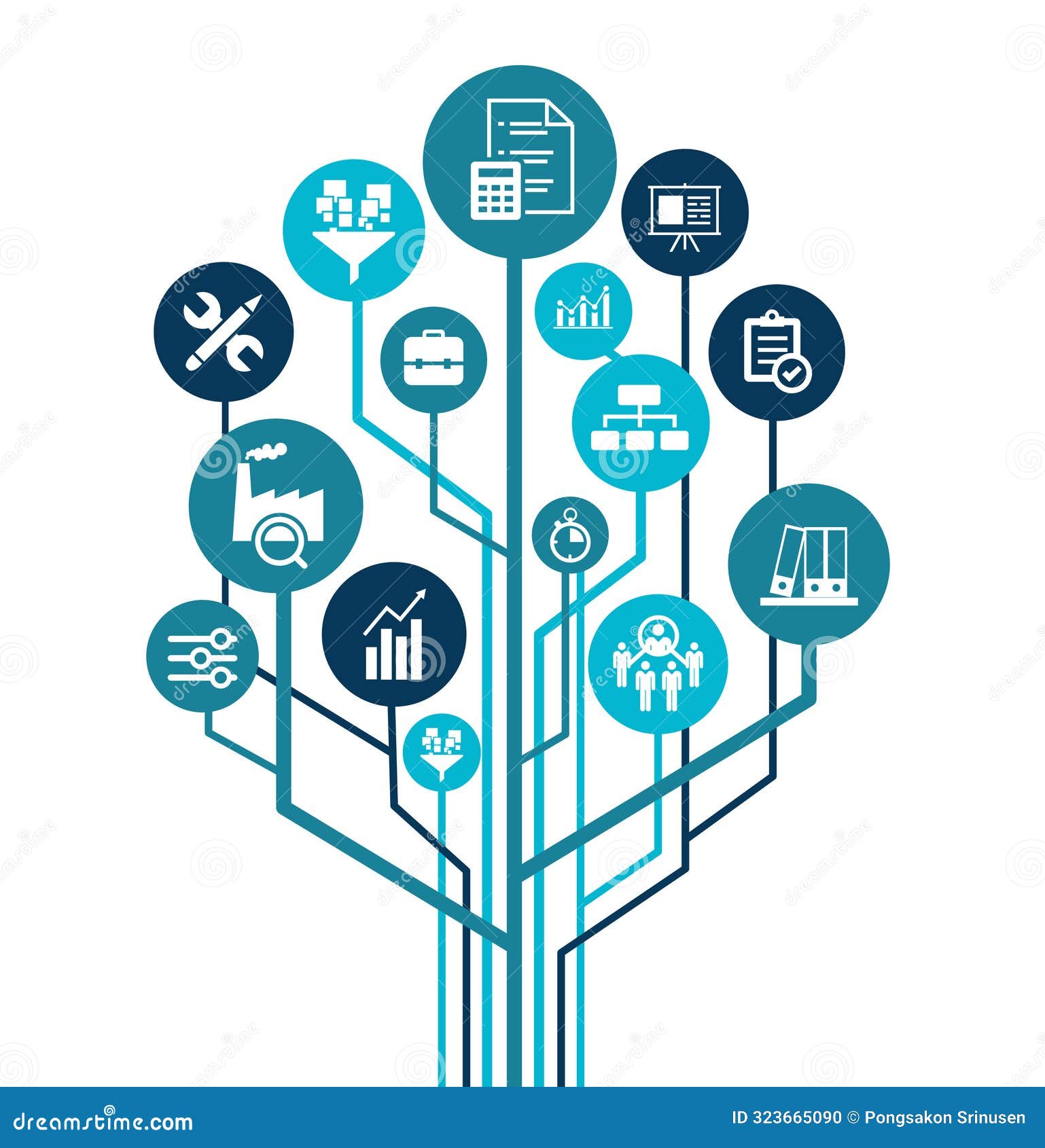 Operations Management Vector Illustration. Blue Concept. Stock Vector ...