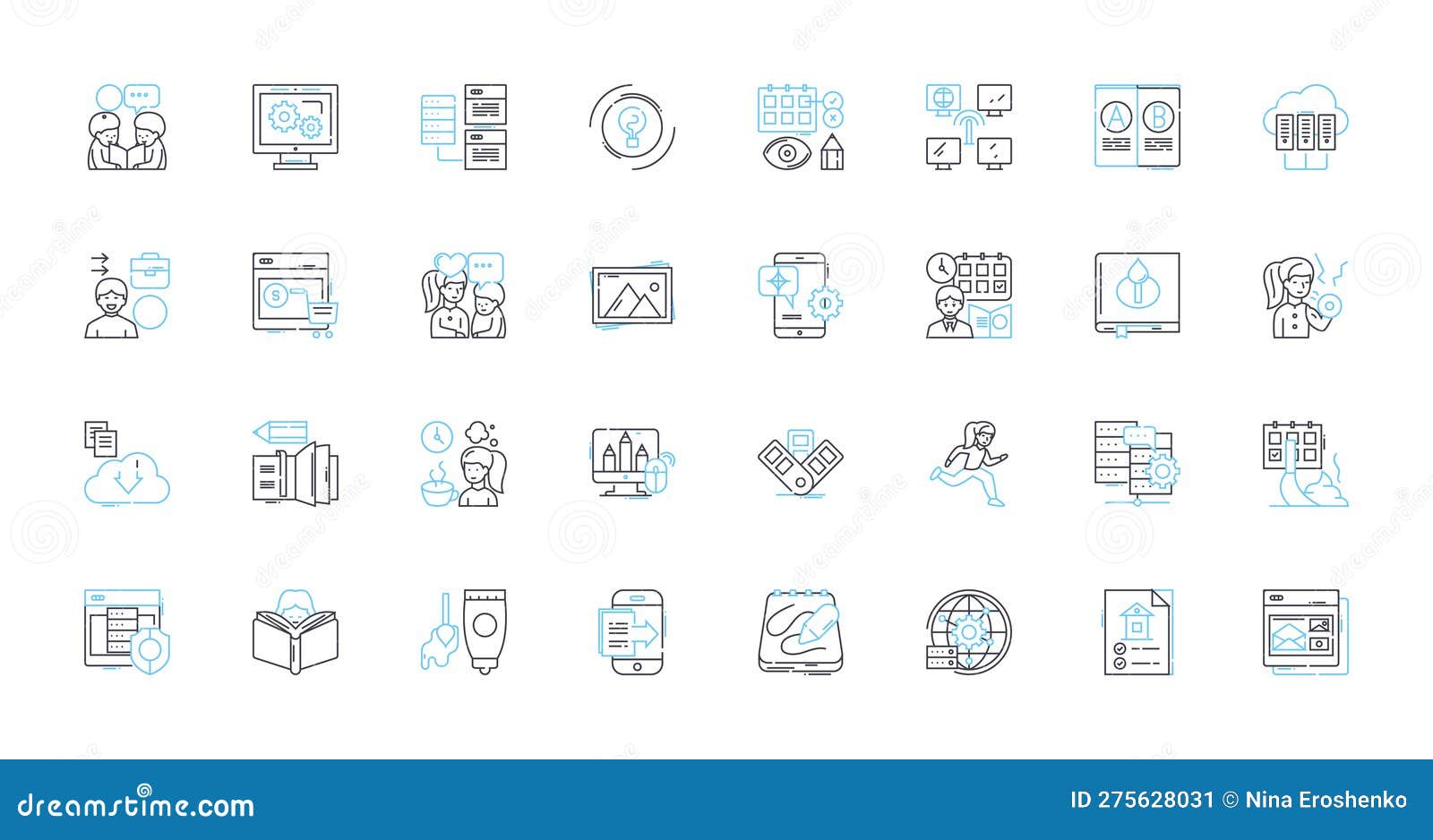 Operations Manual Linear Icons Set. Standardization, Guidelines, Procedures, Processes ...