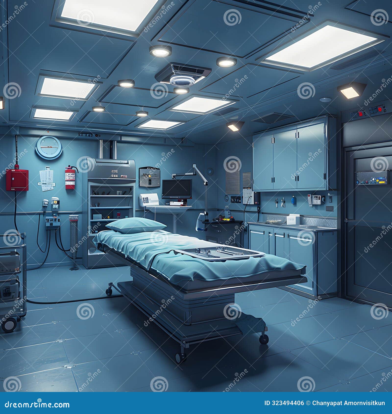 Operations Room Ready for an Operation and Tools Tray Near Oprtation ...