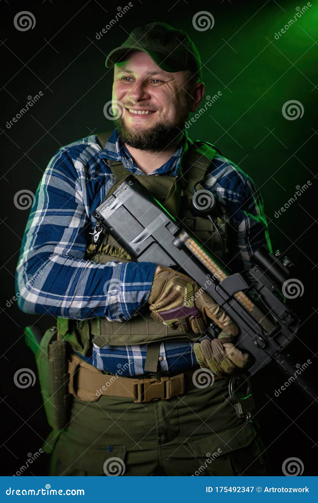 An Operative an FBI Agent in Armor and with a Weapon Stock Image ...