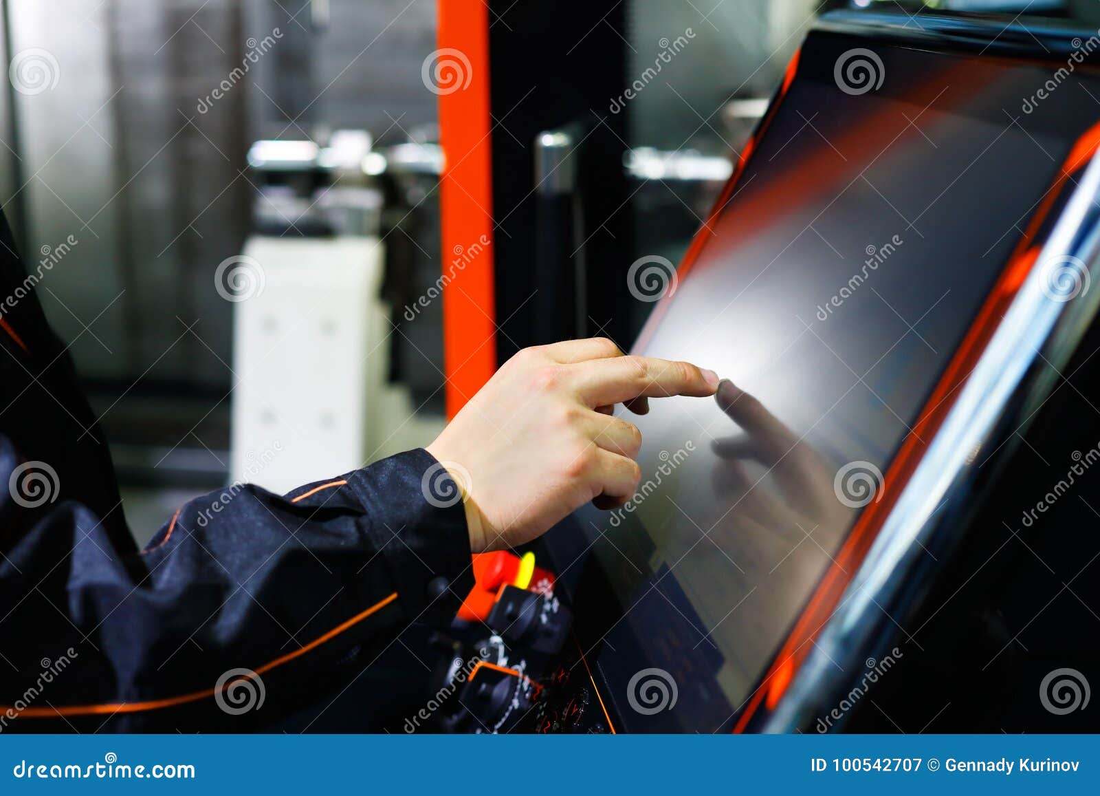 Operator Adjusts CNC Machine Using Touch Screen Stock Image - Image of ...
