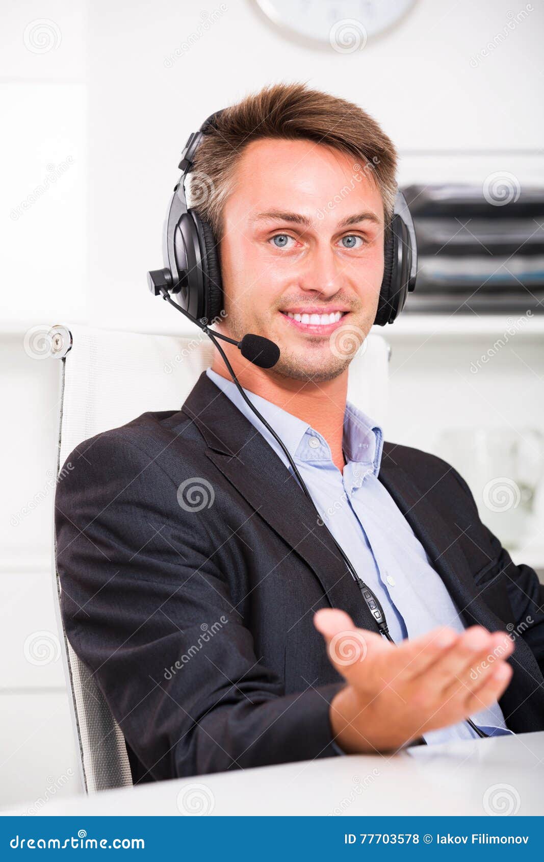 Operator Answering at Call Center Stock Photo - Image of discussion ...
