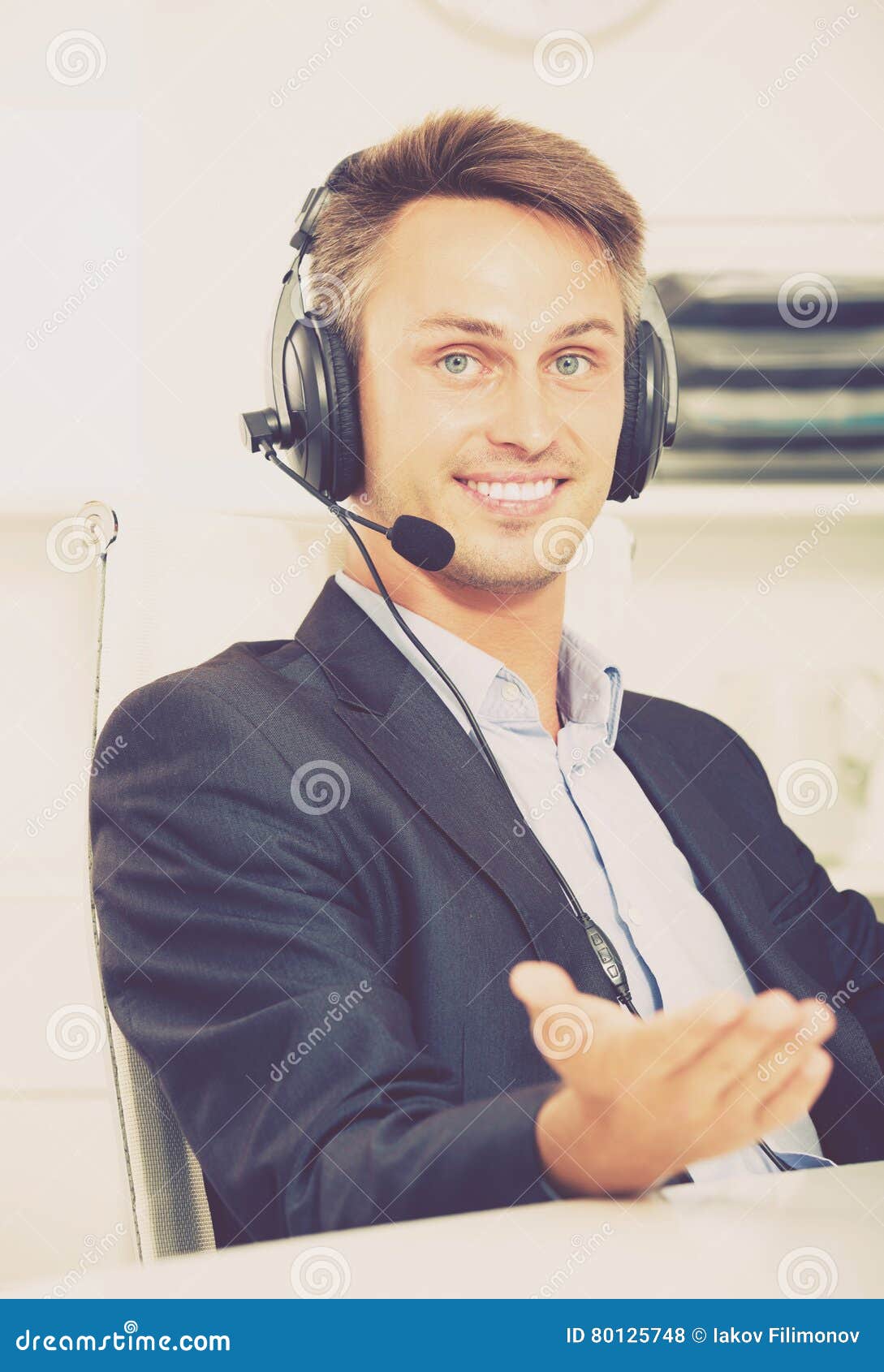 Operator Answering at Call Center Stock Photo - Image of operator ...