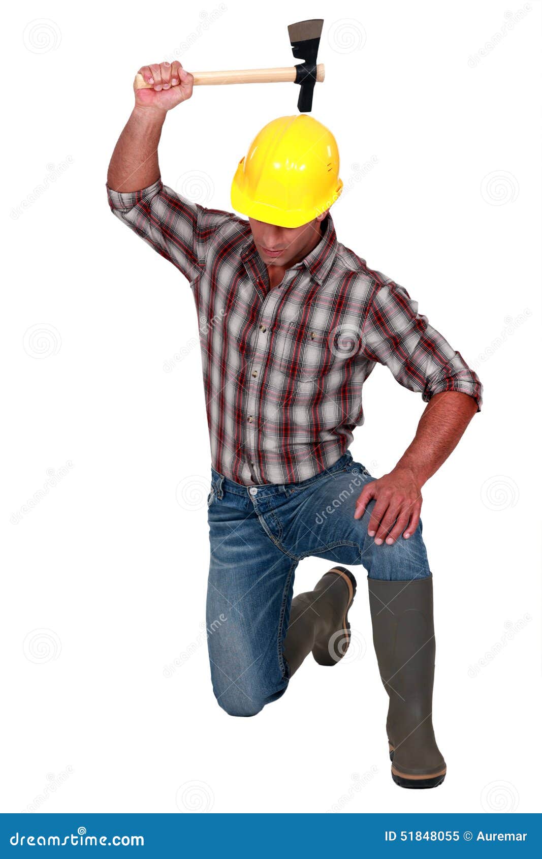 Operator with ax in hand stock image. Image of insurance - 51848055