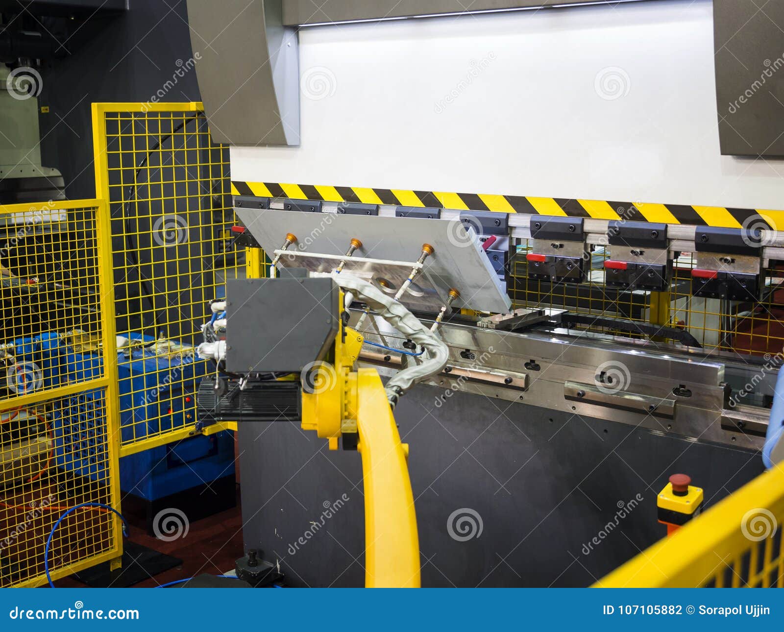 Operator Bending Metal Sheet by Sheet Bending Machine Stock Photo ...