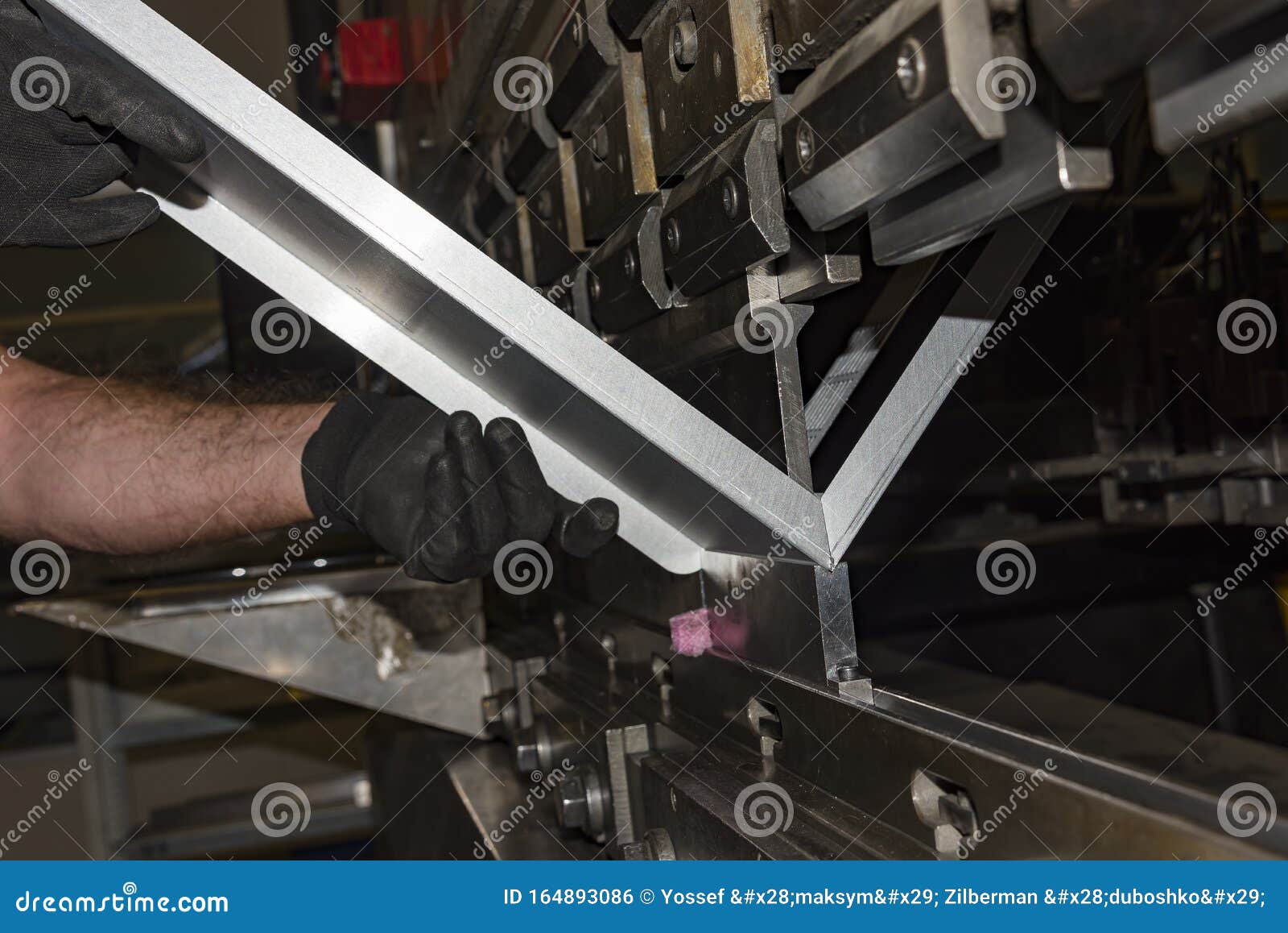 Worker Operating Metal Press Machine at Workshop Stock Photo - Image of ...