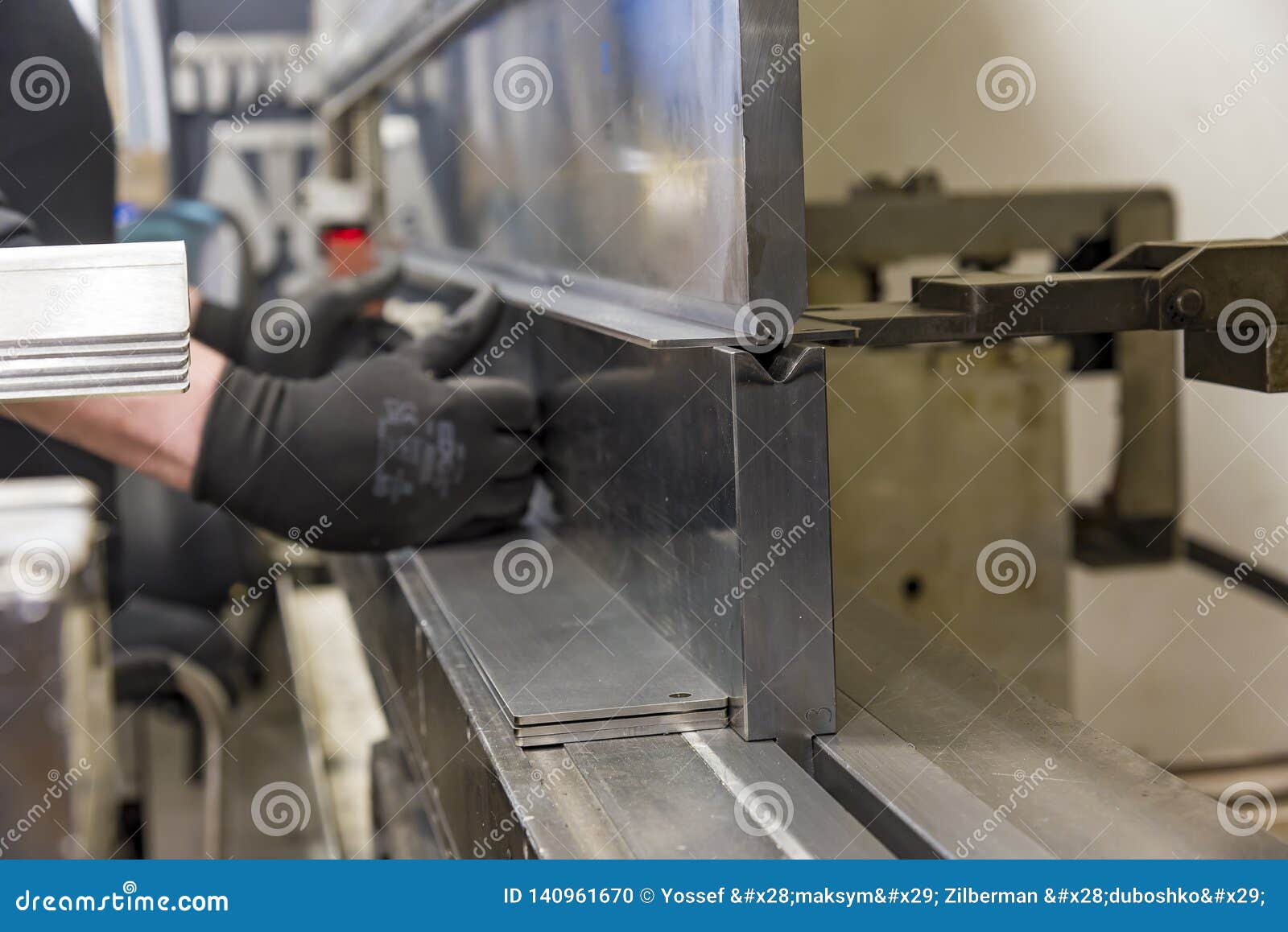 Operator Bending Metal Sheet by Sheet Bending Machine Stock Photo ...