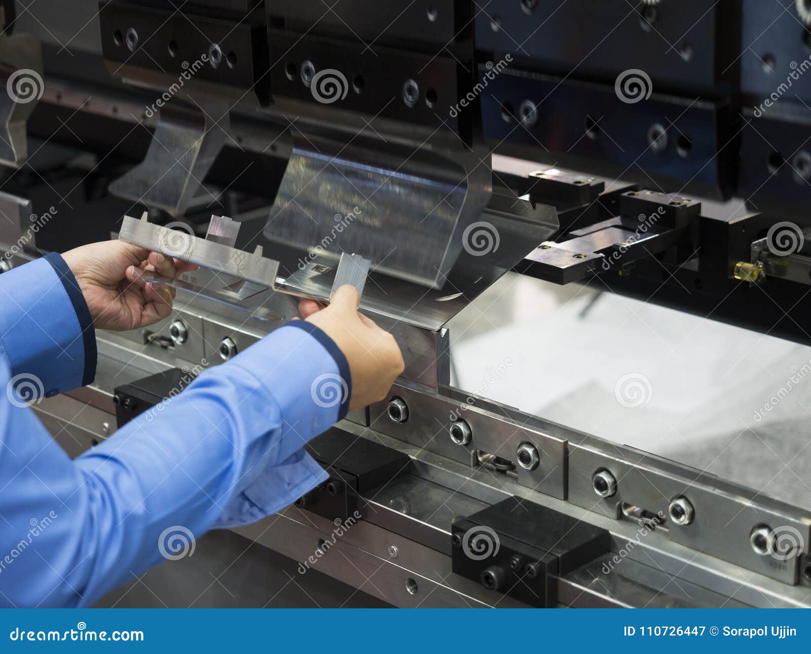 Operator Bending Metal Sheet By Sheet Bending Machine Stock Image ...