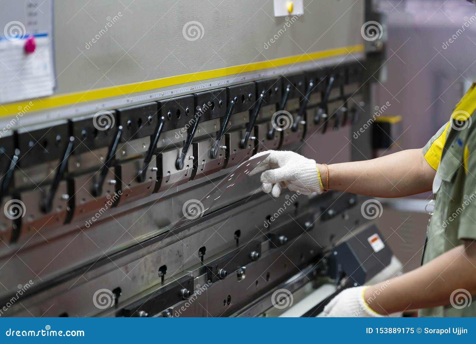 Operator Bending Metal Sheet by Sheet Bending Machine Stock Image ...