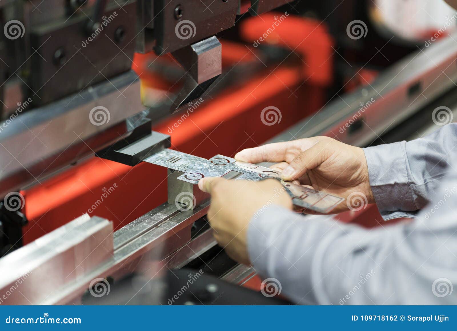 Operator Bending Metal Sheet by Sheet Bending Machine Stock Photo ...