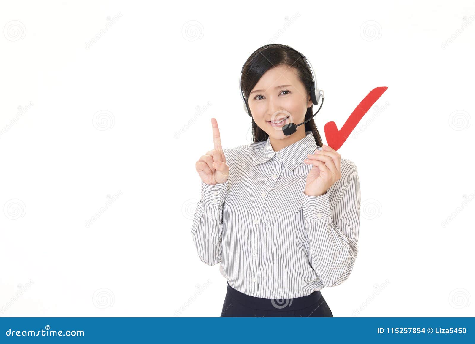 Operator with a check mark stock photo. Image of information - 115257854