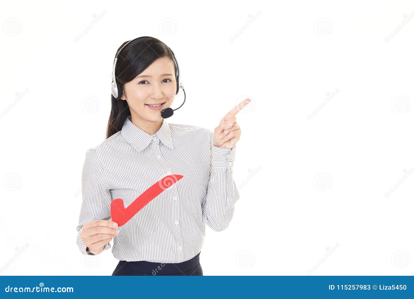 Operator with a check mark stock image. Image of enjoying - 115257983