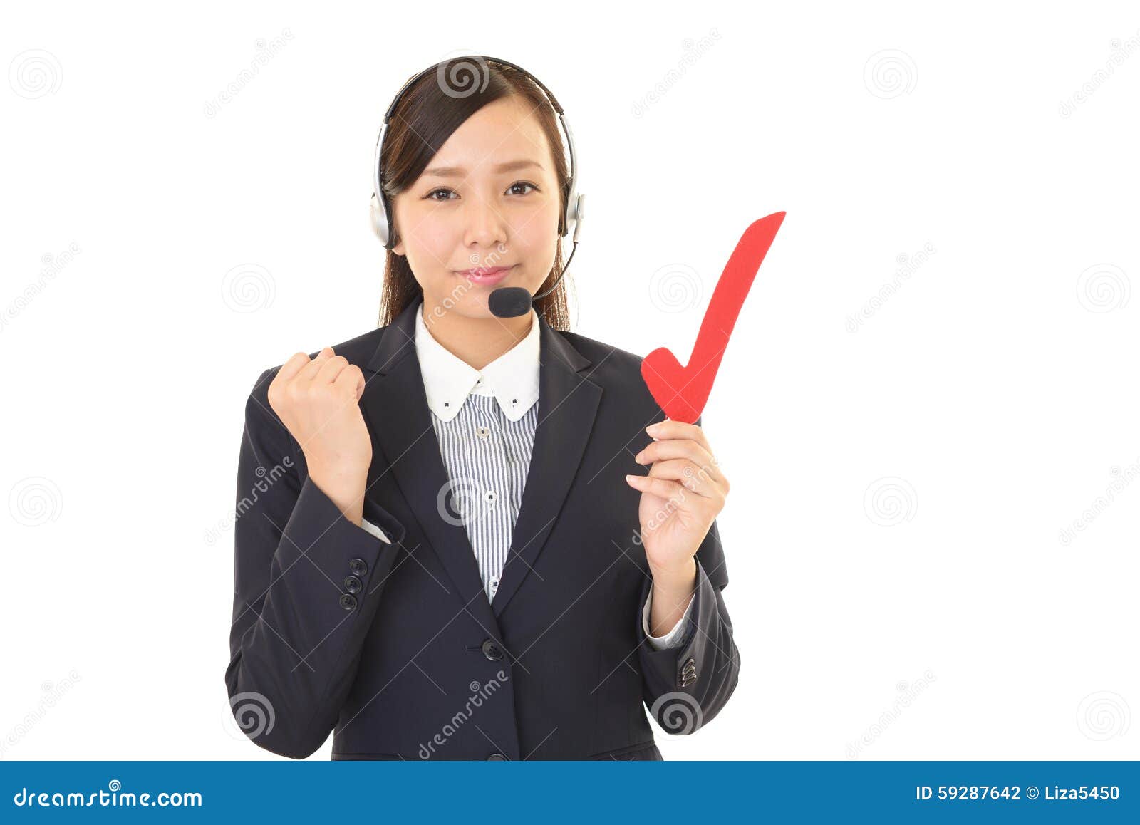 Operator with a check mark stock photo. Image of face - 59287642
