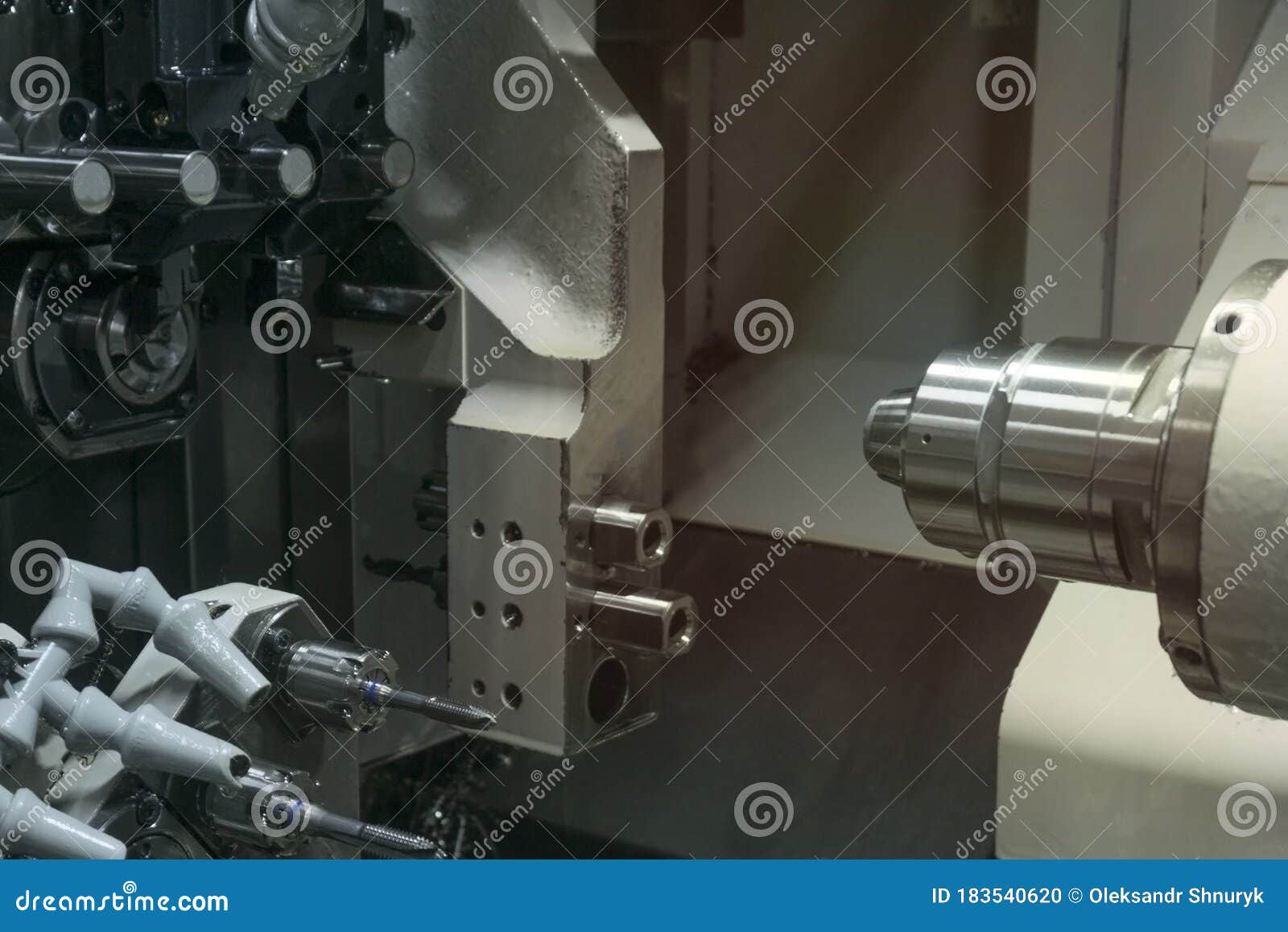 Operator of Cnc Change the Parameters of Machine-tool Stock Photo ...