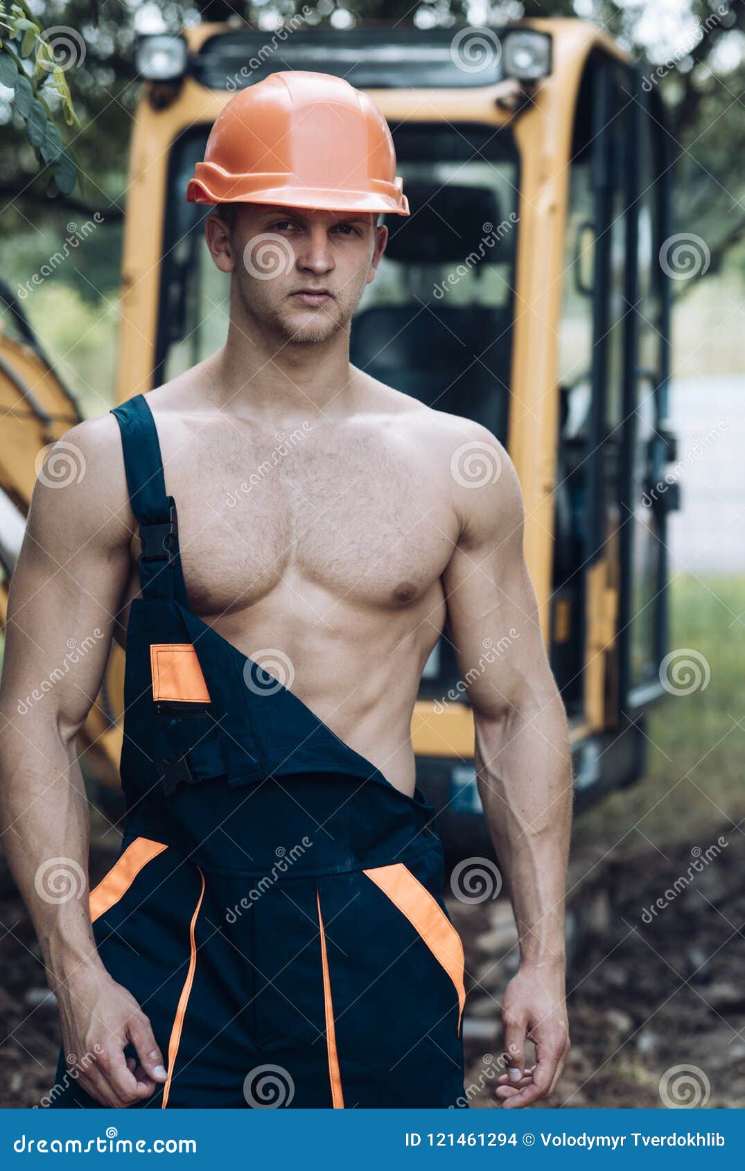 Operator Concept. Excavator Operator on Construction Site. Muscular ...