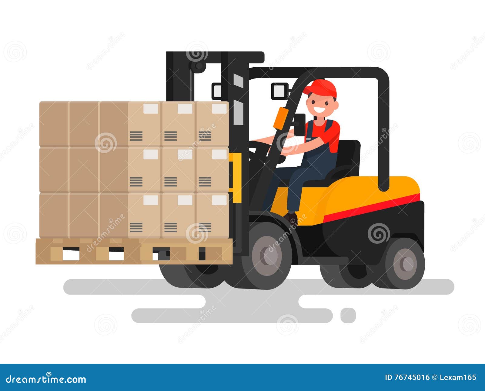 Operator Controls the Front Loader that Carries Goods. Work on T Stock ...