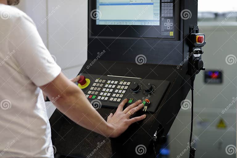 Operator Controls Industrial CNC Machining Center Stock Image - Image ...