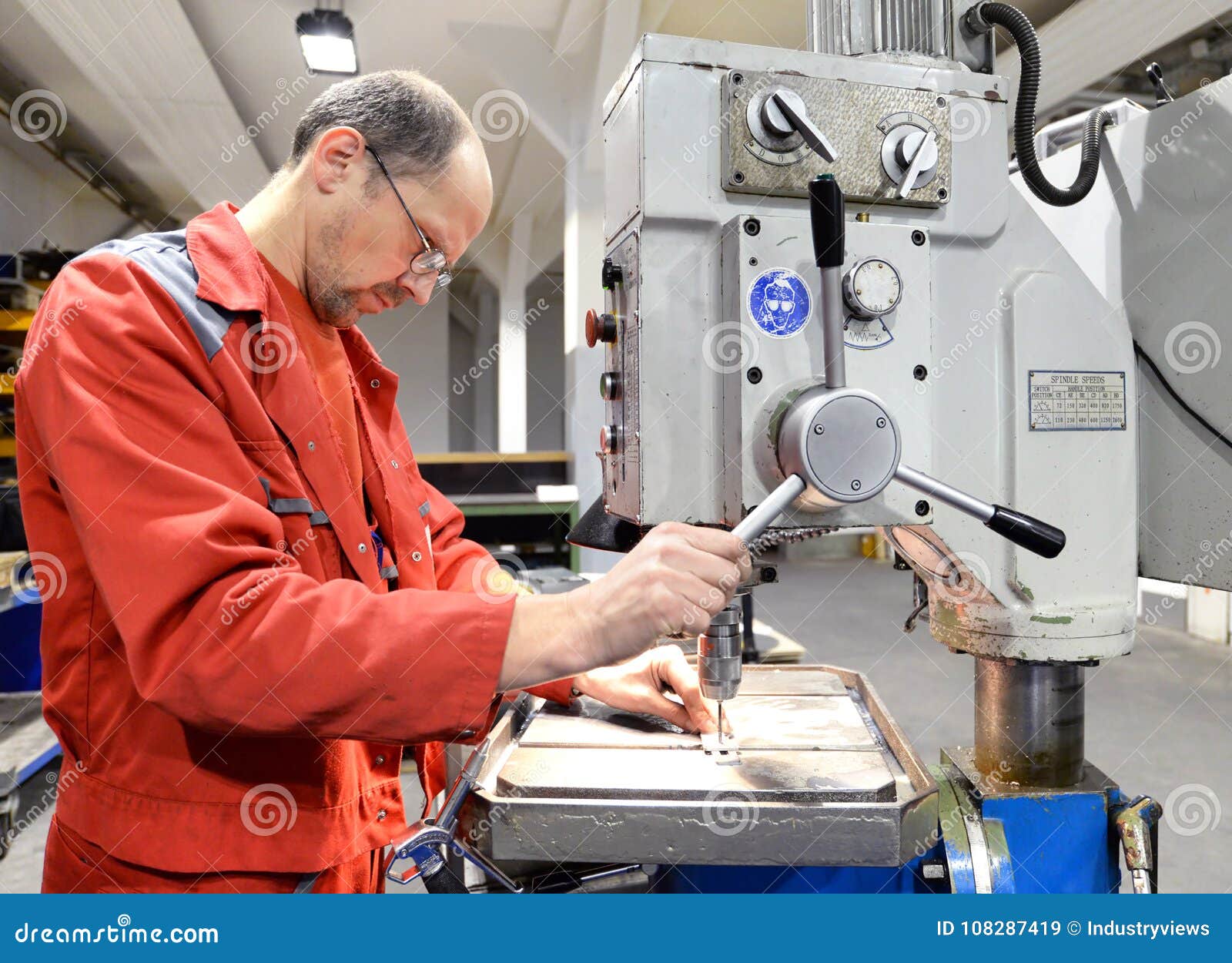 Operator of a Drilling Machine in a Industrieal Company Stock Image ...