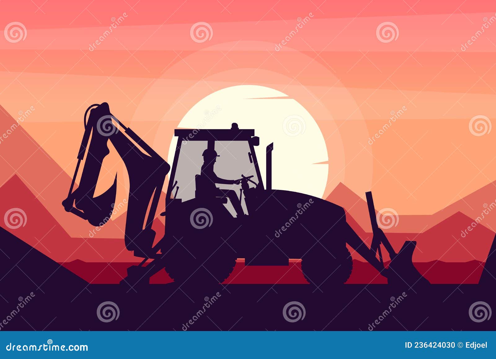 Backhoe Heavy Machinery Pictogram Icon Image Cartoon Vector ...