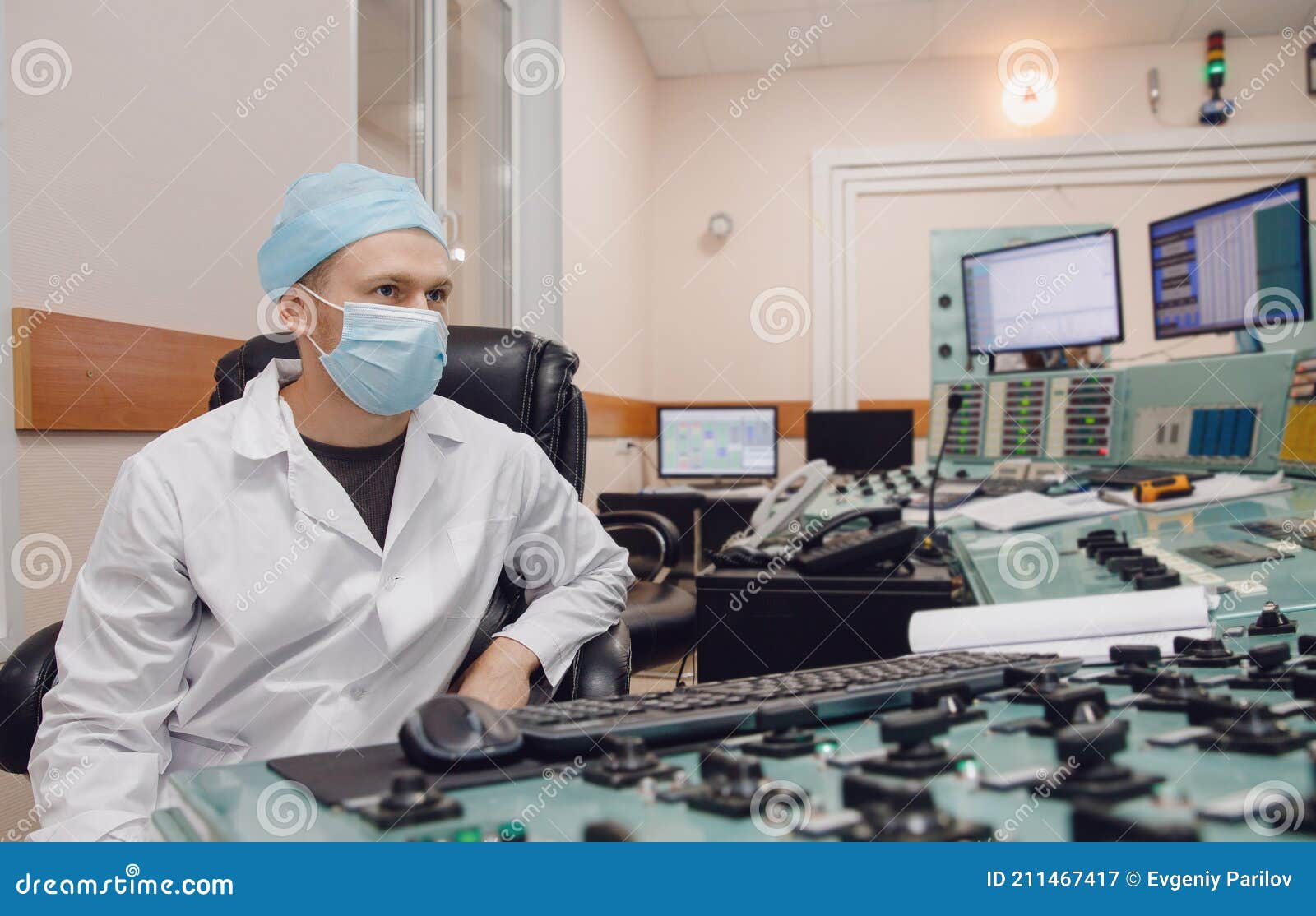 Operator Engineer in Medical Mask Control Panel of Nuclear Thermal ...