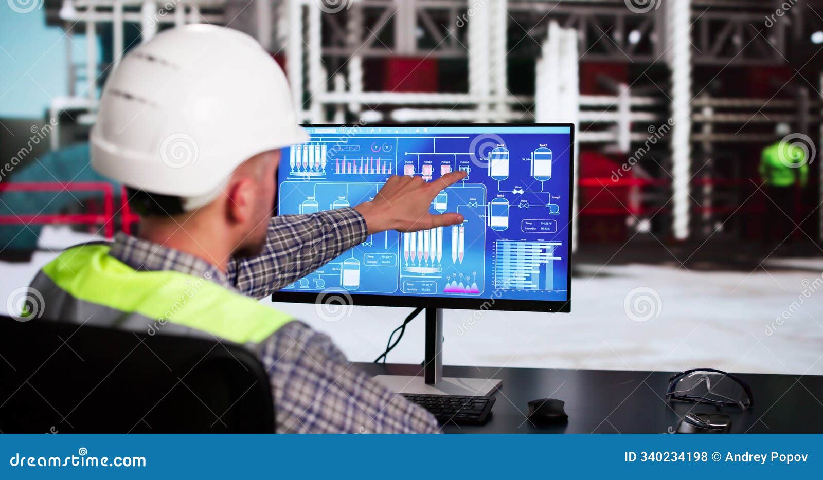 Operator and Engineer Monitor SCADA System Stock Illustration ...