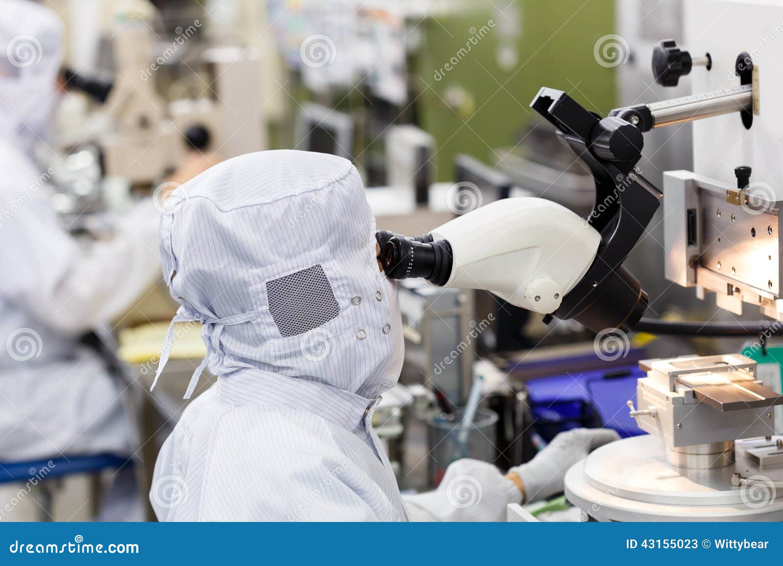 Operator in Factory Use Microscope Stock Image - Image of researcher ...
