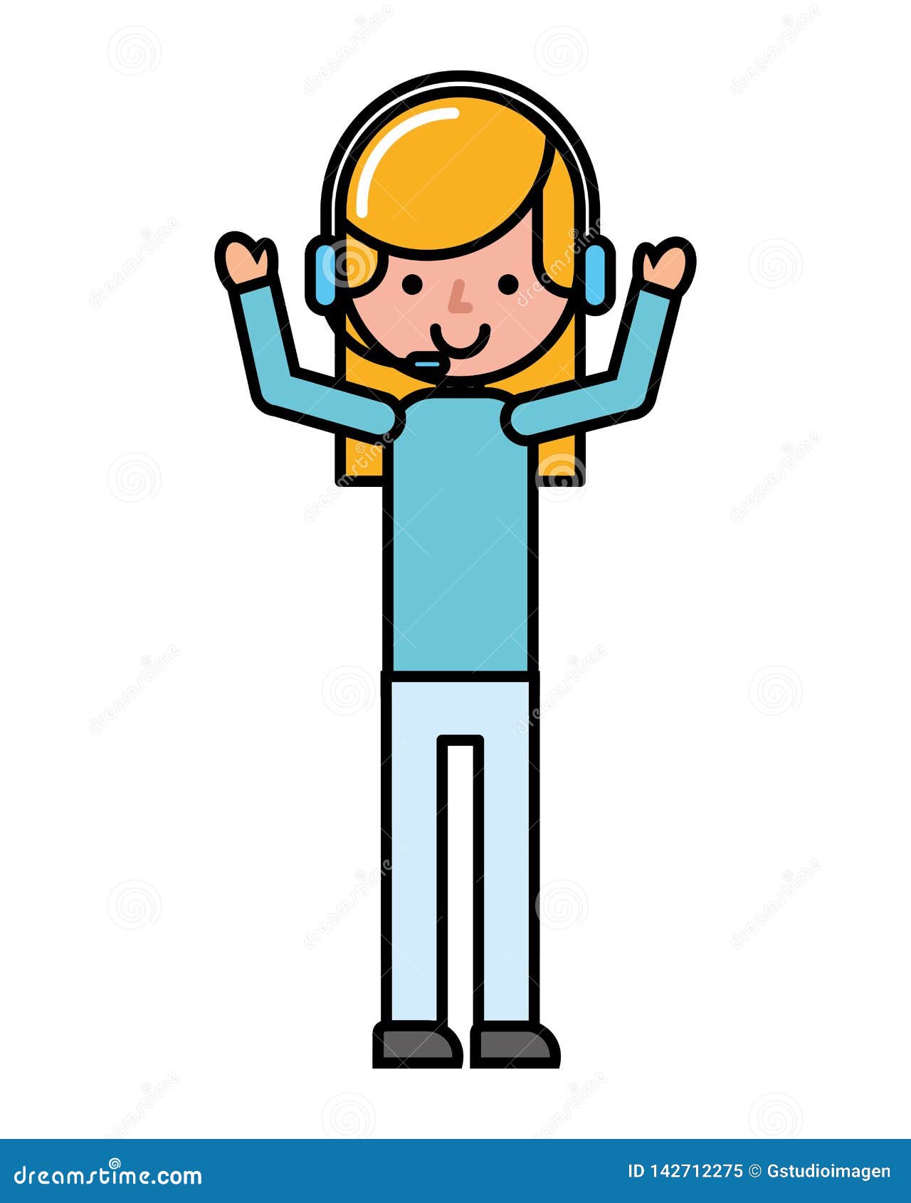 Operator Girl Lineart Cartoon Vector | CartoonDealer.com #54317121