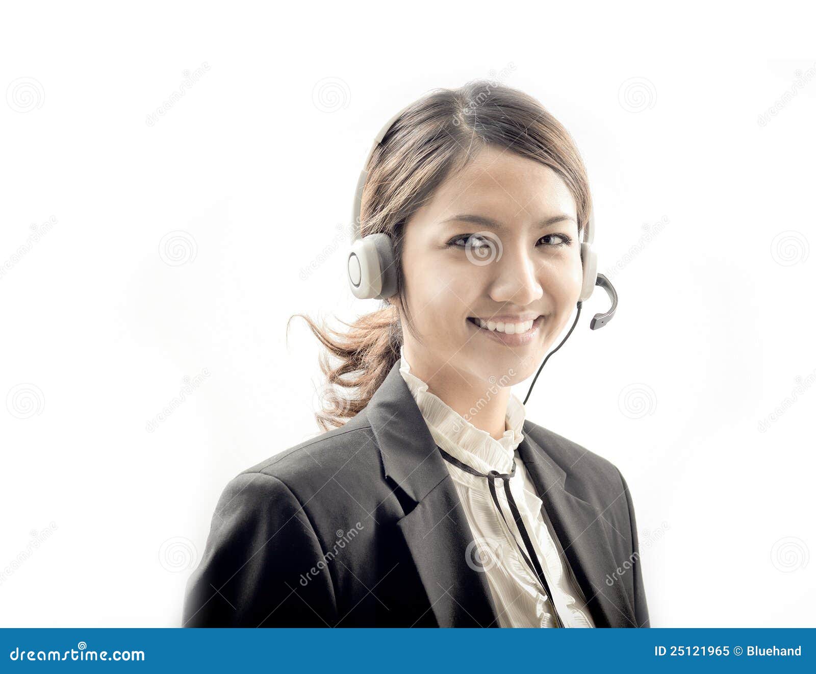 Operator Girl Isolated on White Stock Image - Image of isolated ...