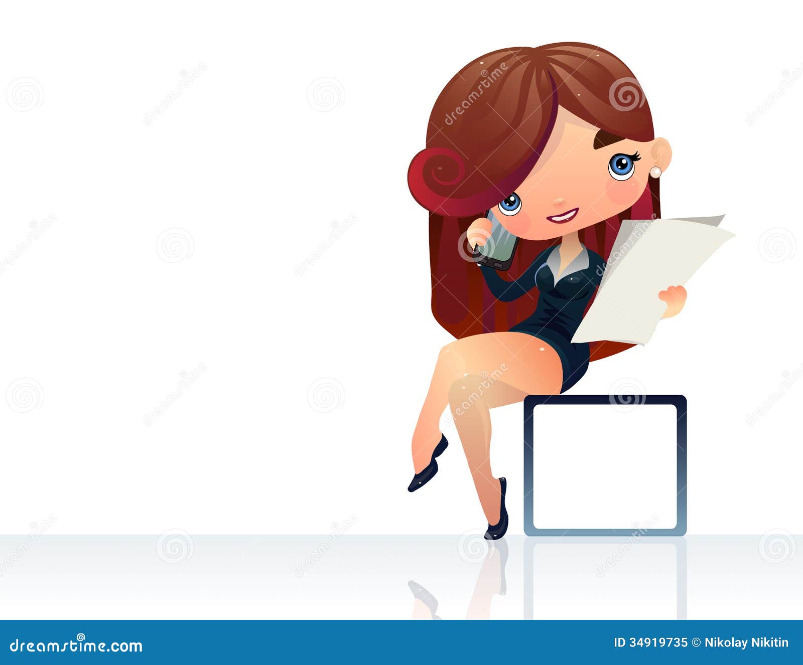 Operator Girl Lineart Cartoon Vector | CartoonDealer.com #54317121