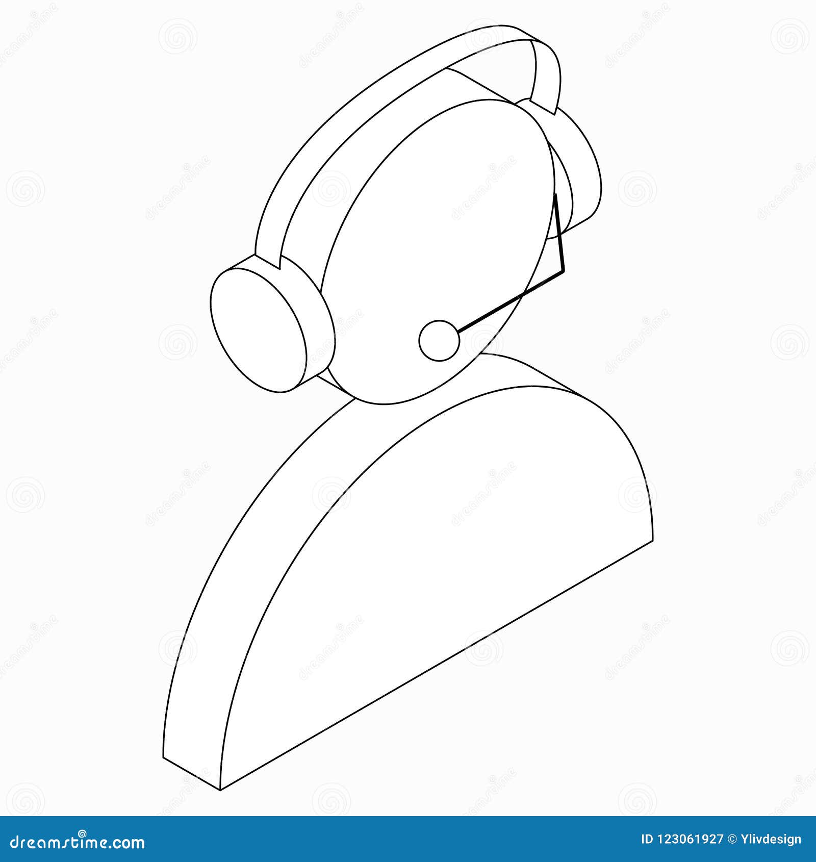 Operator in Headset Icon, Isometric 3d Style Stock Illustration ...