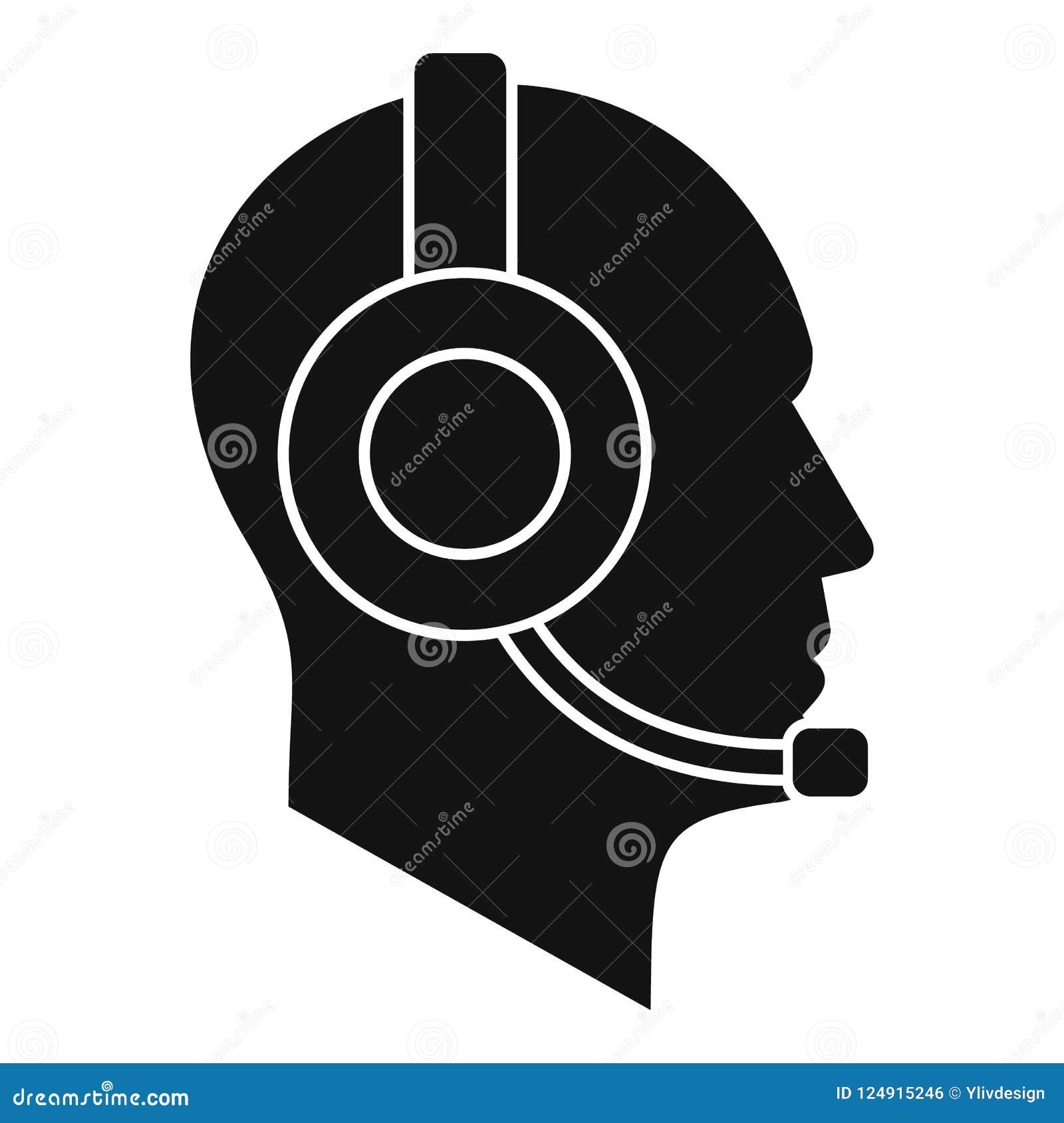 Operator in Headset Icon, Simple Style Stock Illustration ...