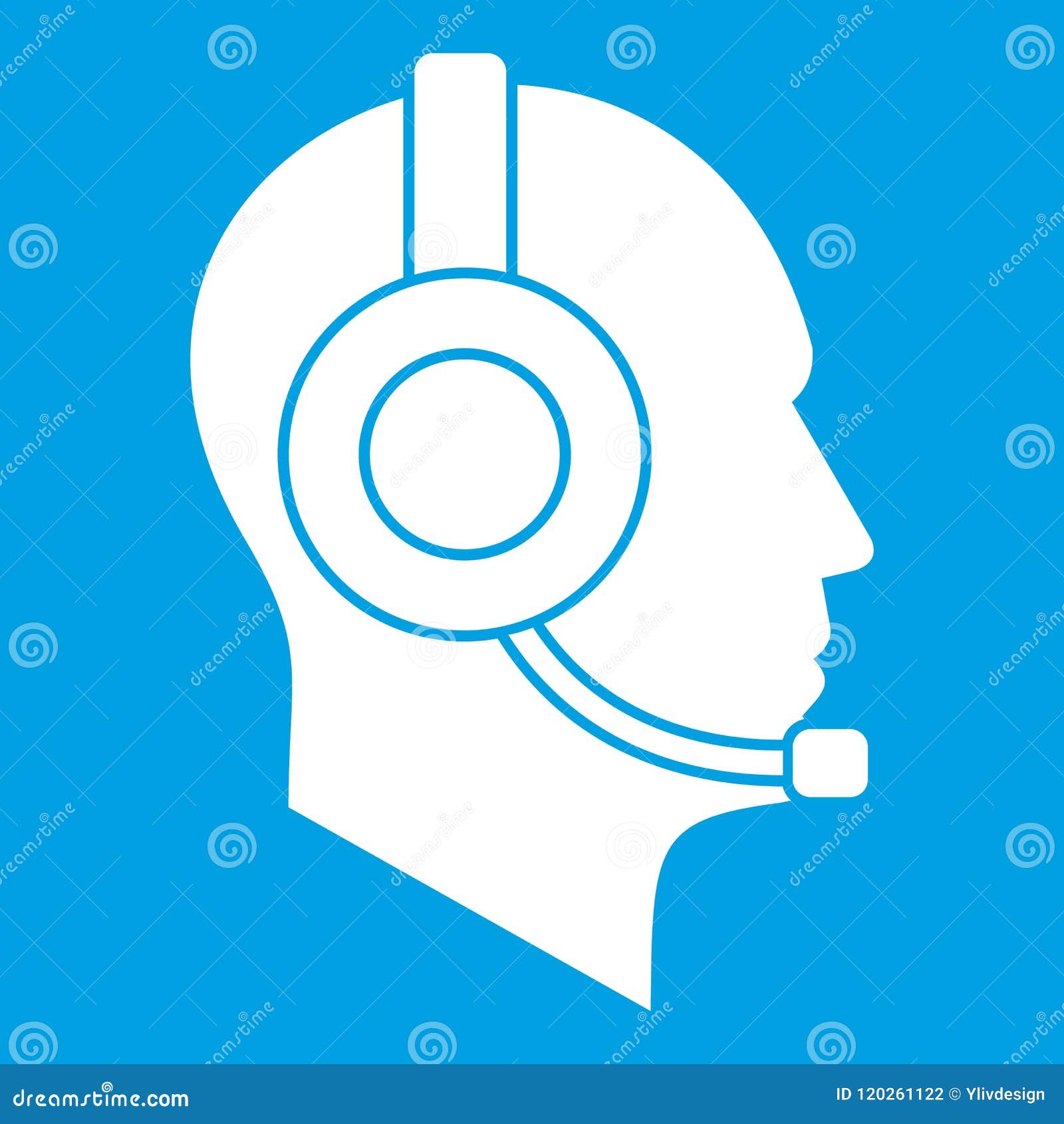 Operator in Headset Icon White Stock Vector - Illustration of face ...