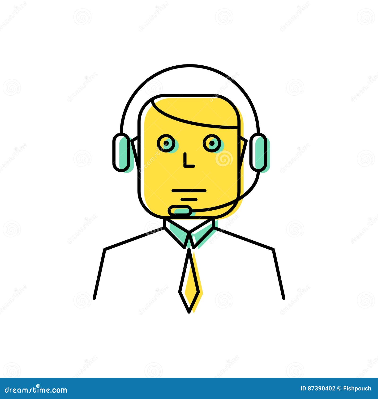 Operator with Headset Line Icon Vector Illustration. Stock Vector ...